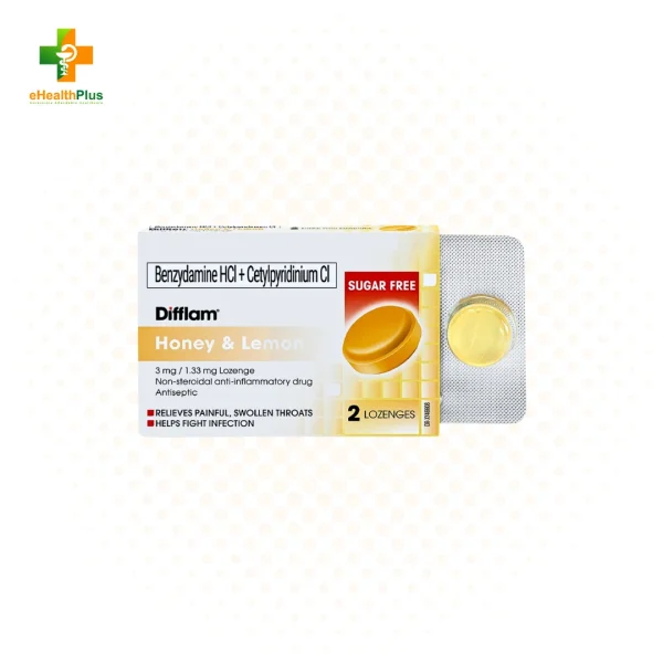 Difflam Honey & Lemon Lozenges (Sugar Free) 2's | eHealthPlus: Online ...